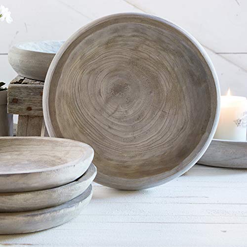Santa Barbara Design Studio Table Sugar Hand Carved Paulownia Wood Serving Bowl, Large, Grey