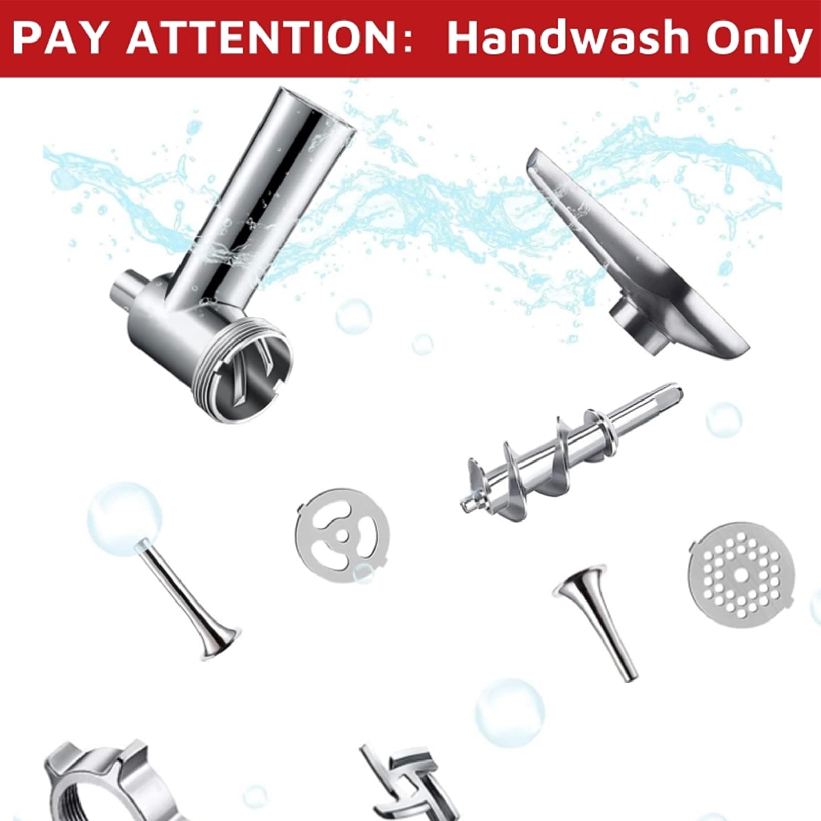 Metal Food Grinder Attachments for KitchenAid Stand Mixers, Meat Grinder, Sausage Stuffer, Meat Grinder for Kitchenaid Mixer, Includes 4 Grinding Plates, 3 Sausage Stuffer Tubes, 3 Grinding Blades
