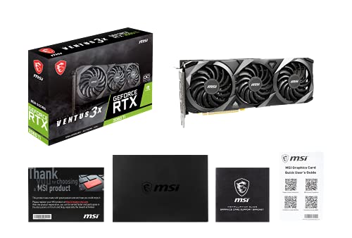 MSI GeForce RTX 3060 Ti Ventus 3X 8G OC LHR Gaming Graphics Card - 8GB GDDR6, 1695MHz, PCI Express Gen 4, 256-bit, 3X DP v 1.4a, HDMI 2.1 (Supports 4K)