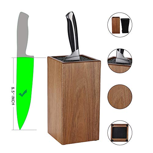 Acacia Wood Blade Holder with Bristles,Knife Holder, Large Capacity, Kitchen Household Multi-function Knife Storage and Placement Rack