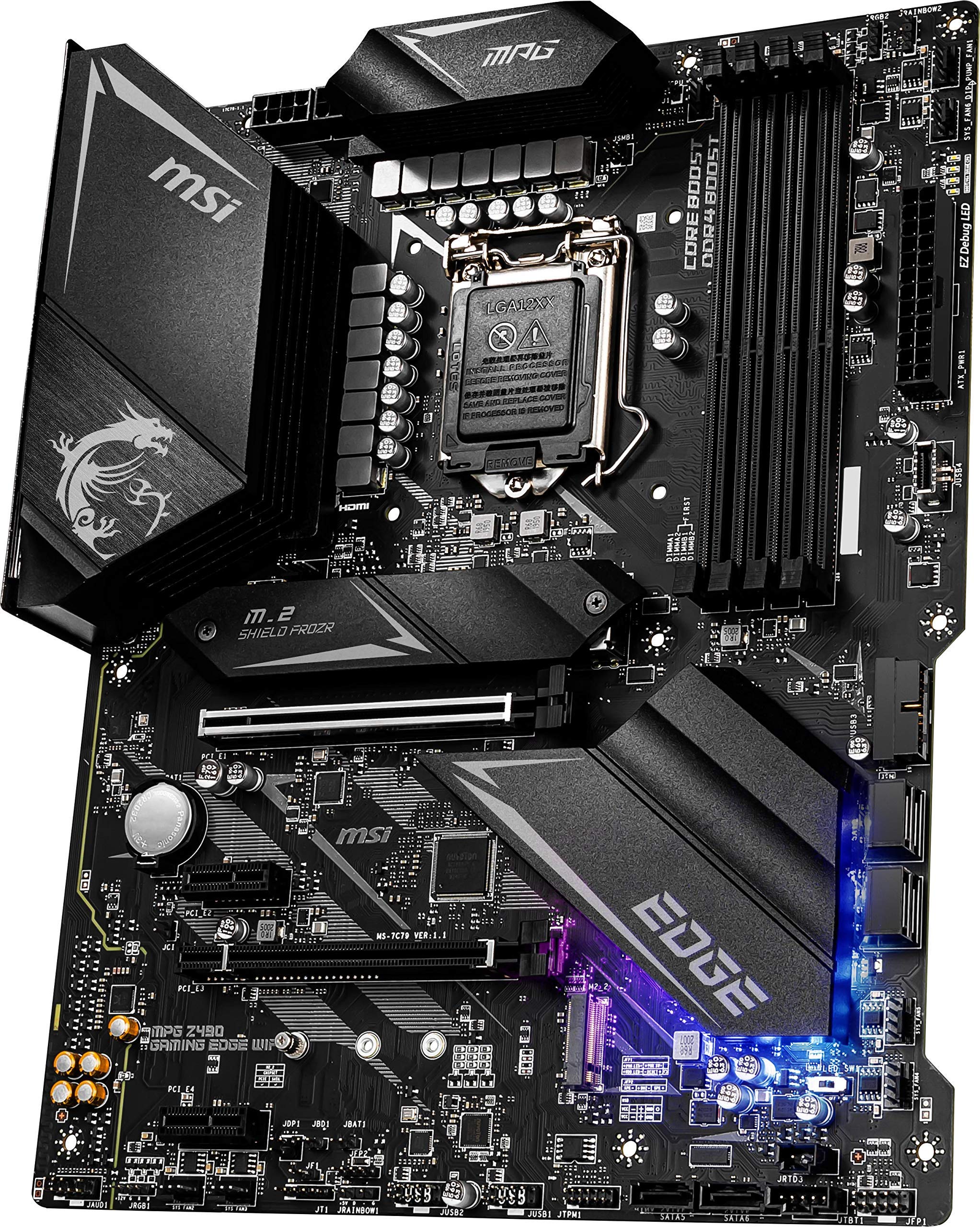 MSI MPG Z490 Gaming Edge WiFi ATX Gaming Motherboard (10th Gen Intel Core, LGA 1200 Socket, DDR4, CF, Dual M.2 Slots, USB 3.2 Gen 2, Wi-Fi 6, DP/HDMI, Mystic Light RGB) (Renewed)