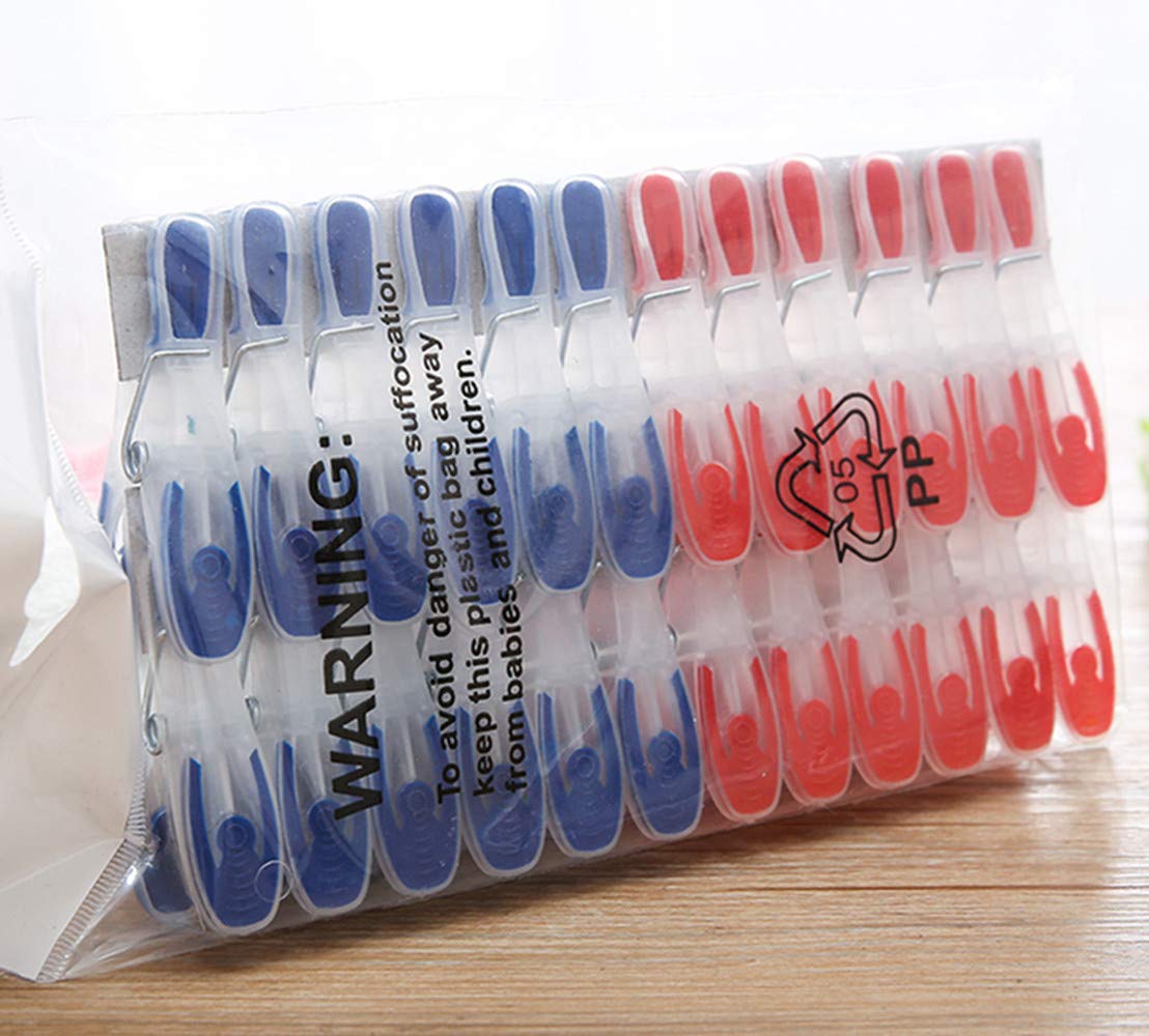 24 Pack Cute Clear Clothes Pins for Pictures Bathroom Clothesline Pegs Shirt Clips for Chip Bags Kitchen