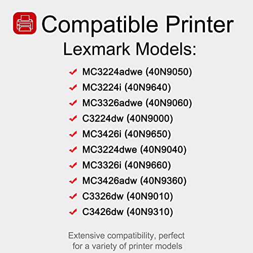 4 Pack 1BK+1C+1M+1Y C3224 C3210K0 C3210C0 C3210M0 C3210Y0 Toner Cartridge Replacement for Lexmark MC3224adwe MC3224i MC3326adwe MC3426i MC3224dwe MC3326i MC3426adw C3224dw C3326dw C3426dw Printer