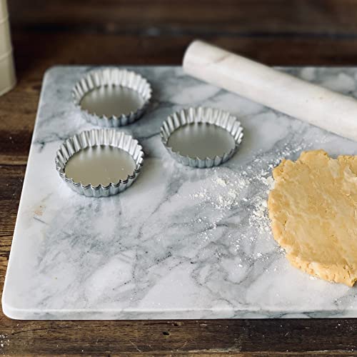 Diflart Natural Marble Pastry White Cheese And Cutting Serving Board with Non-Slip Feet 16x20 Inch Carrara Bianco Christmas | Thanksgiving Gift