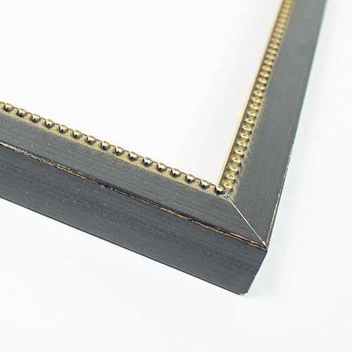 38x5 Frame Black & Gold Solid Wood Picture Frame Width 0.75 Inches | Interior Frame Depth 0.625 Inches | Tamary Traditional Photo Frame Complete with UV Acrylic, Foam Board Backing & Hanging Hardware