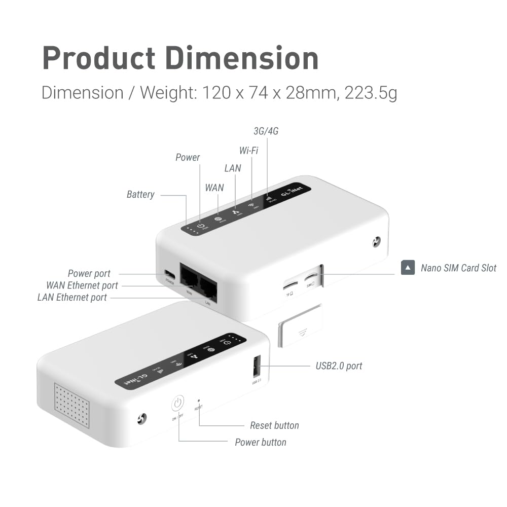 GL.iNet GL-XE300 (Puli) 4G LTE Industrial IoT Gateway, T-Mobile Only, Router/Access Point/Extender/WDS, OpenWrt, 5000mAh Battery, OpenVPN, Remote SSH, WPA3, IPv6 (EC25-AF), for North America only