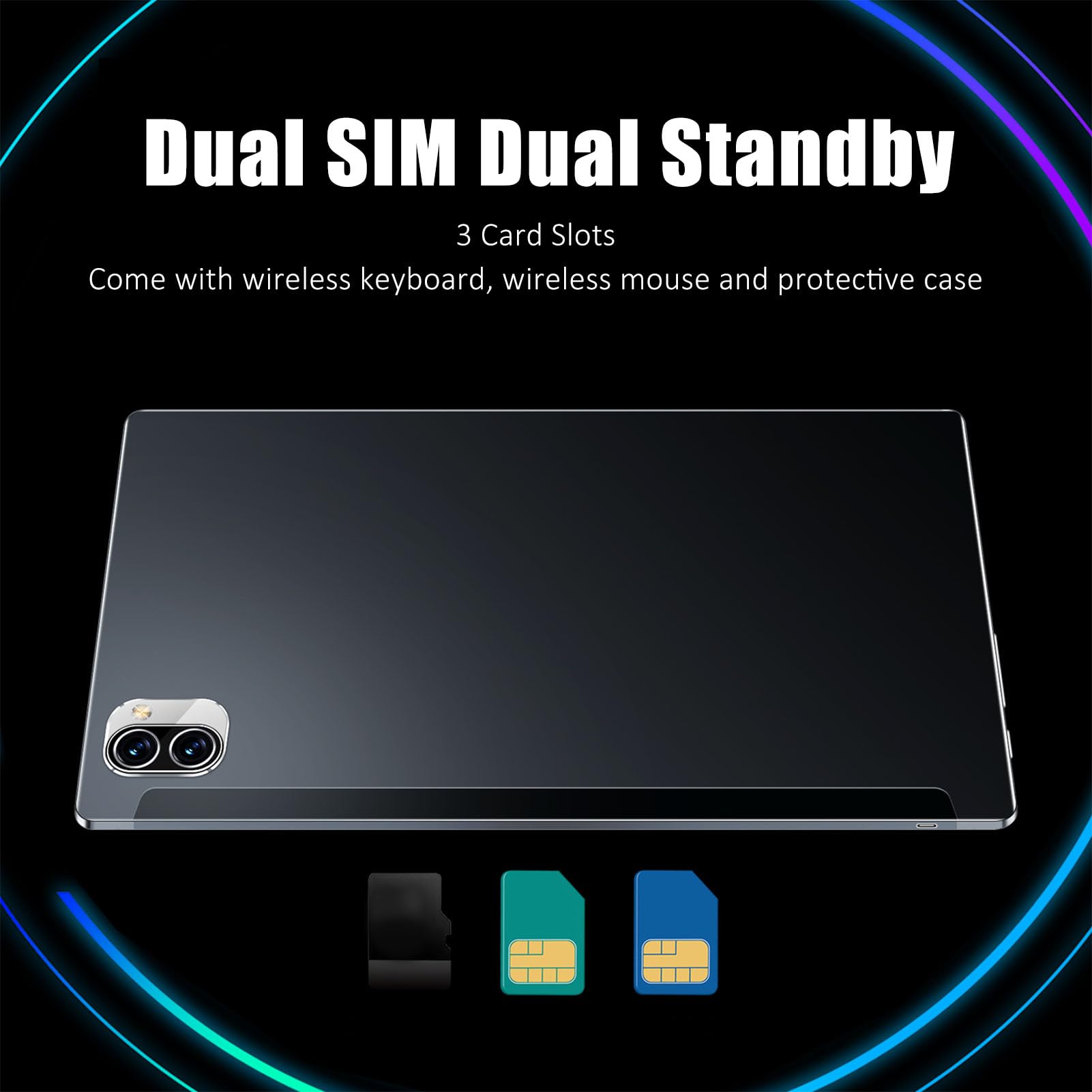 2 in 1 Tablet, 10.1 Inch Android12 Tablet, 4G Cellular Tablet with Keyboard & Case, Octa Core CPU, 6GB RAM 128GB ROM, FHD Display, 16MP Dual Camera, 5G WiFi, BT5.0, 7000mAh