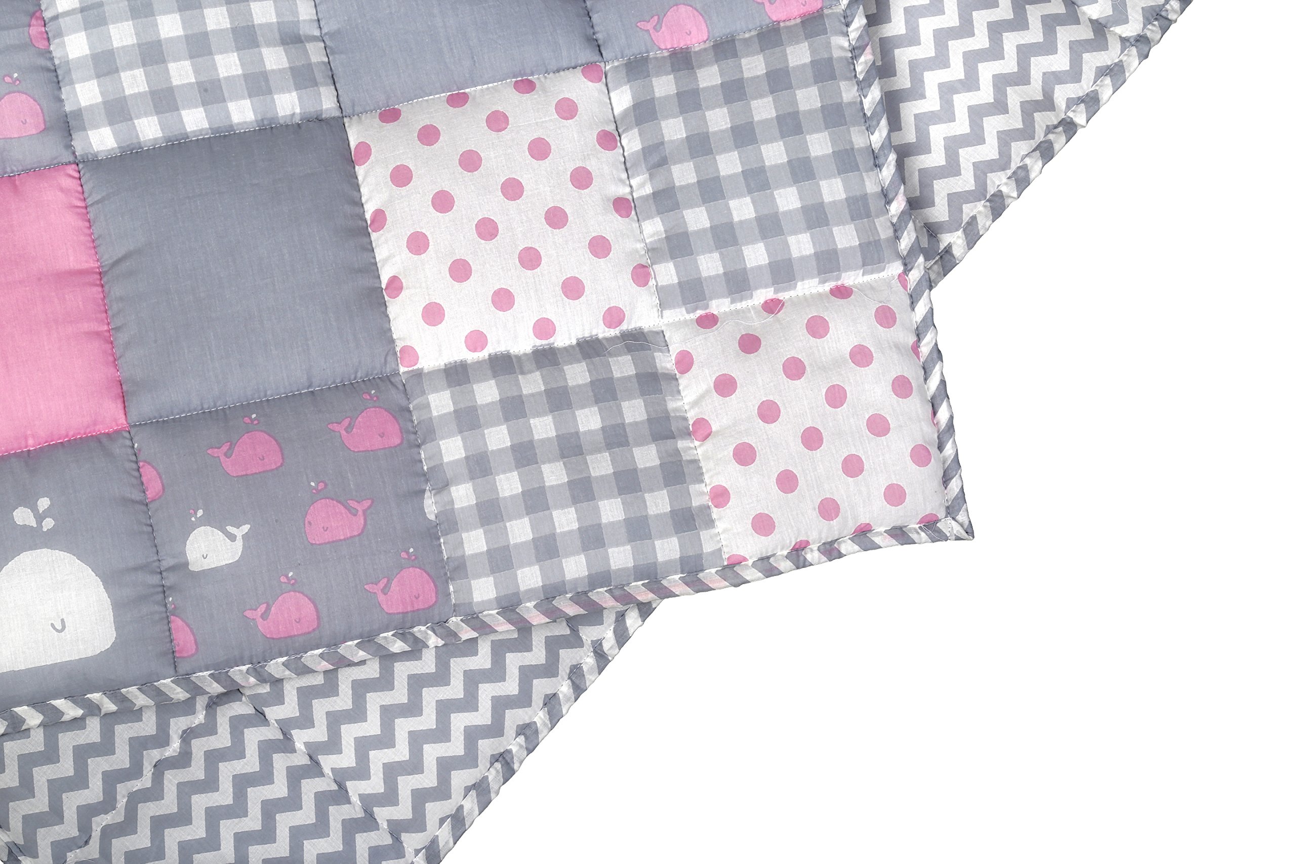 Baby Cotton Blanket - Crib Cute Fish Pattern Cradle Comforter for Newborn Babies Warm and Soft Toddler Quilt - Baby Pink - 38 X 50 in