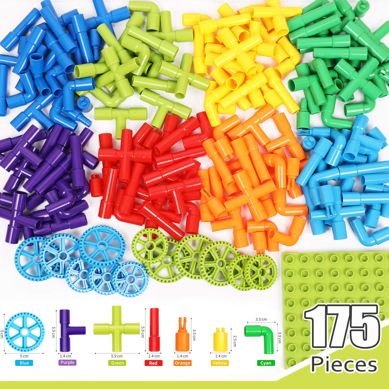 354 Pcs STEM Building Blocks Set Toy For Kid, Pipe Tube Sensory Toys with Wheels, Baseplate, Interlocking Storage Box, Kids Construction Building Blocks Educational Toy Gift For Toddler Boy Girl Child