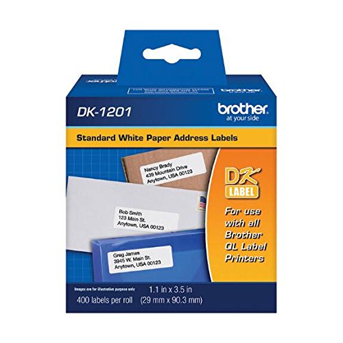 Brother Genuine DK-1201 Die-Cut Standard Address Labels, 400 Labels per Roll, 12 Rolls โ for Use with All QL Label Printers
