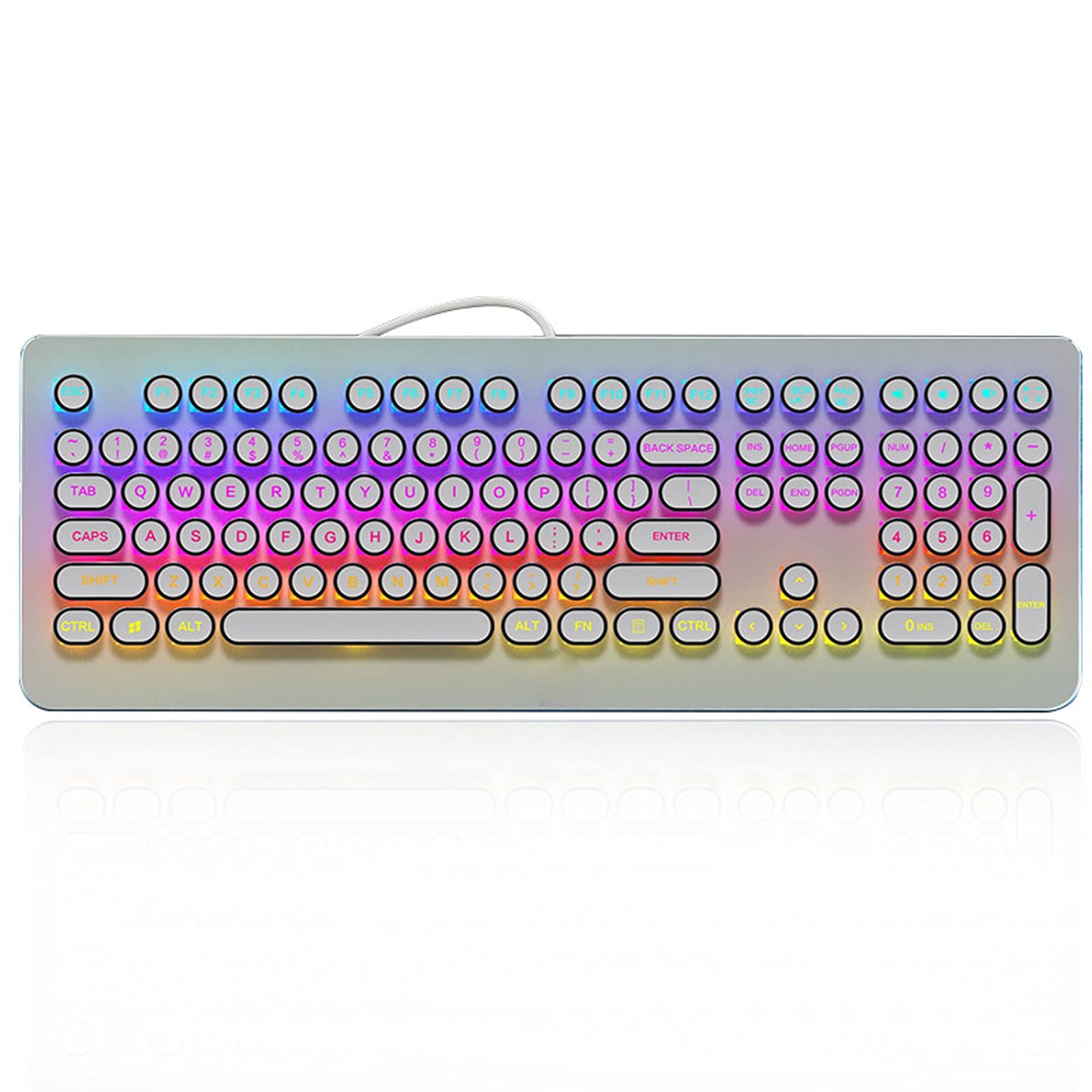MUMUJJ Wired Retro Mechanical Gaming Keyboard, 18 Backlight Effect, Full Key 108 Keys Keypad for Office Typing and Gaming