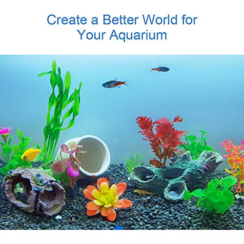 GreenJoy Aquarium Decorations Fish-Tank Accessories Plants - Fish Tank Decor Kit with Artificial Plants and Hideouts Ornaments,Small (Ornaments Set #1)