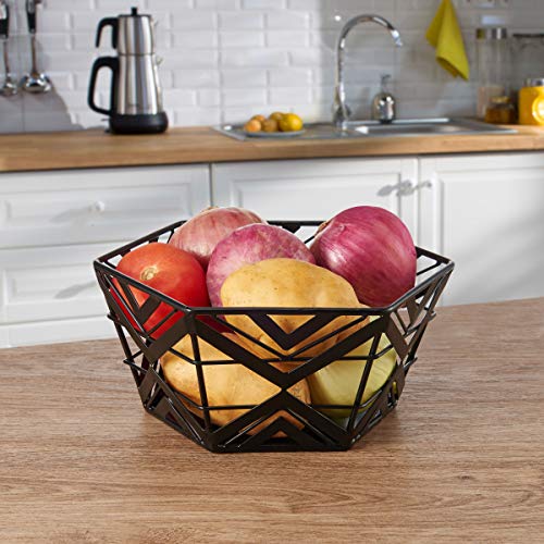 Scott Living Luxe Centerpiece Fruit Storage Basket, 10-Inch, Black