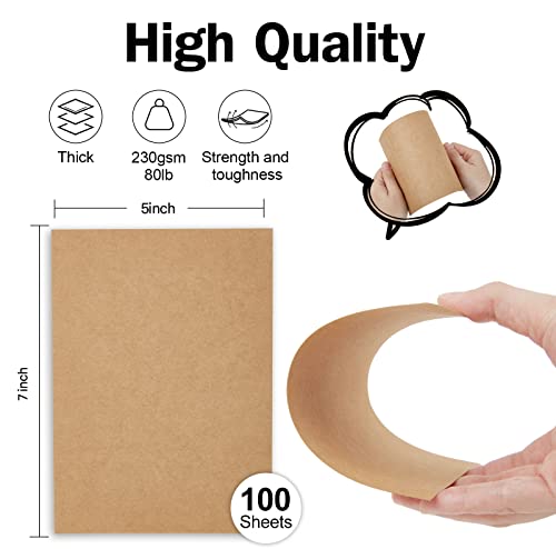 Brown Craft Cardstock 5x7 Blank Cards,Goefun 100 Pack 80lb Cover Card Stock for Invitations, Business, Greeting Cards, DIY Card Making
