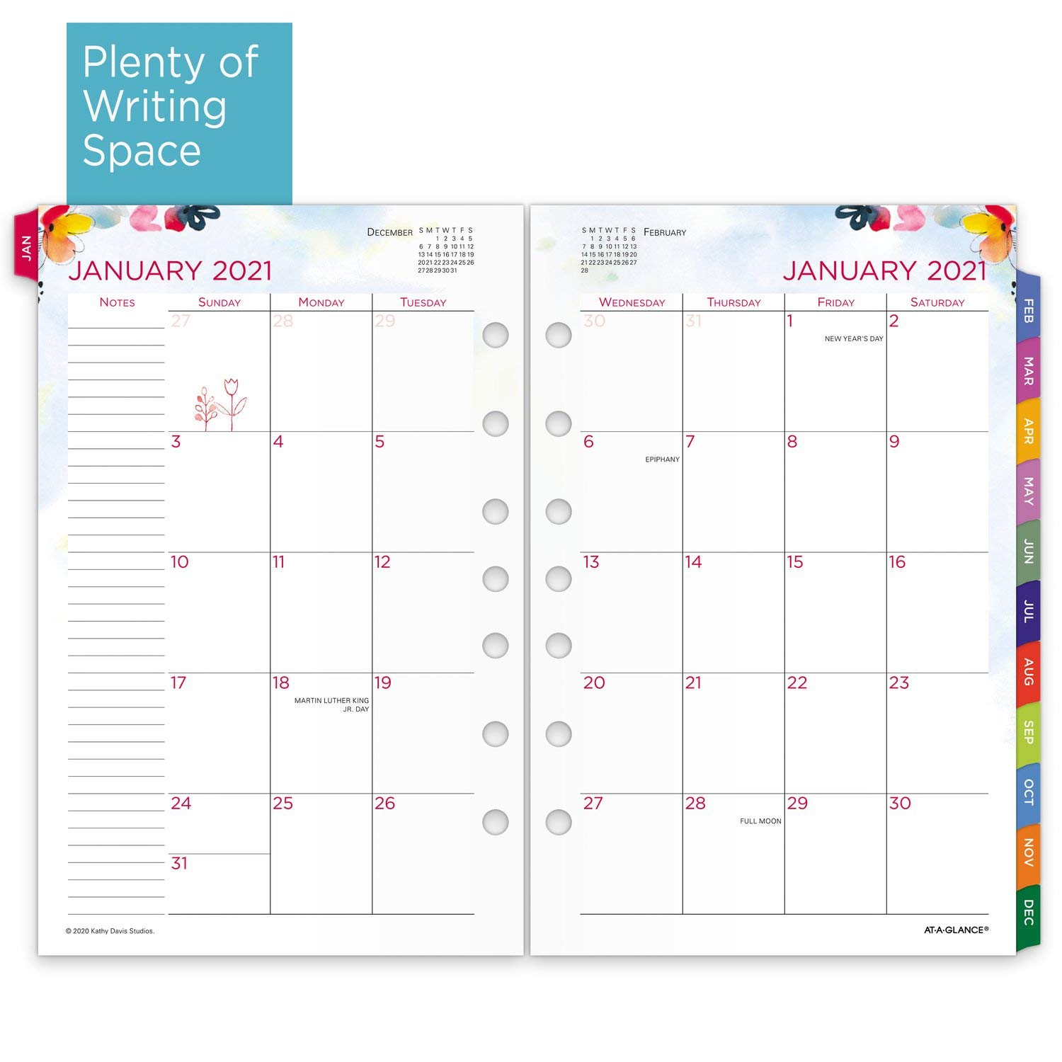 2021 Daily & Monthly Planner Refill by AT-A-GLANCE, 52111 DAY-TIMER, 5-1/2" x 8-1/2", Size 4, Kathy Davis (KD81-125-21)
