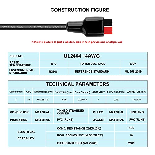 20FT 14AWG Solar Extension Cable with 45A Connectors for GZ Yeti /G500 Solar Generator, Portable Power Station and Renogy, Boulder 200 Solar Panels (20FT)