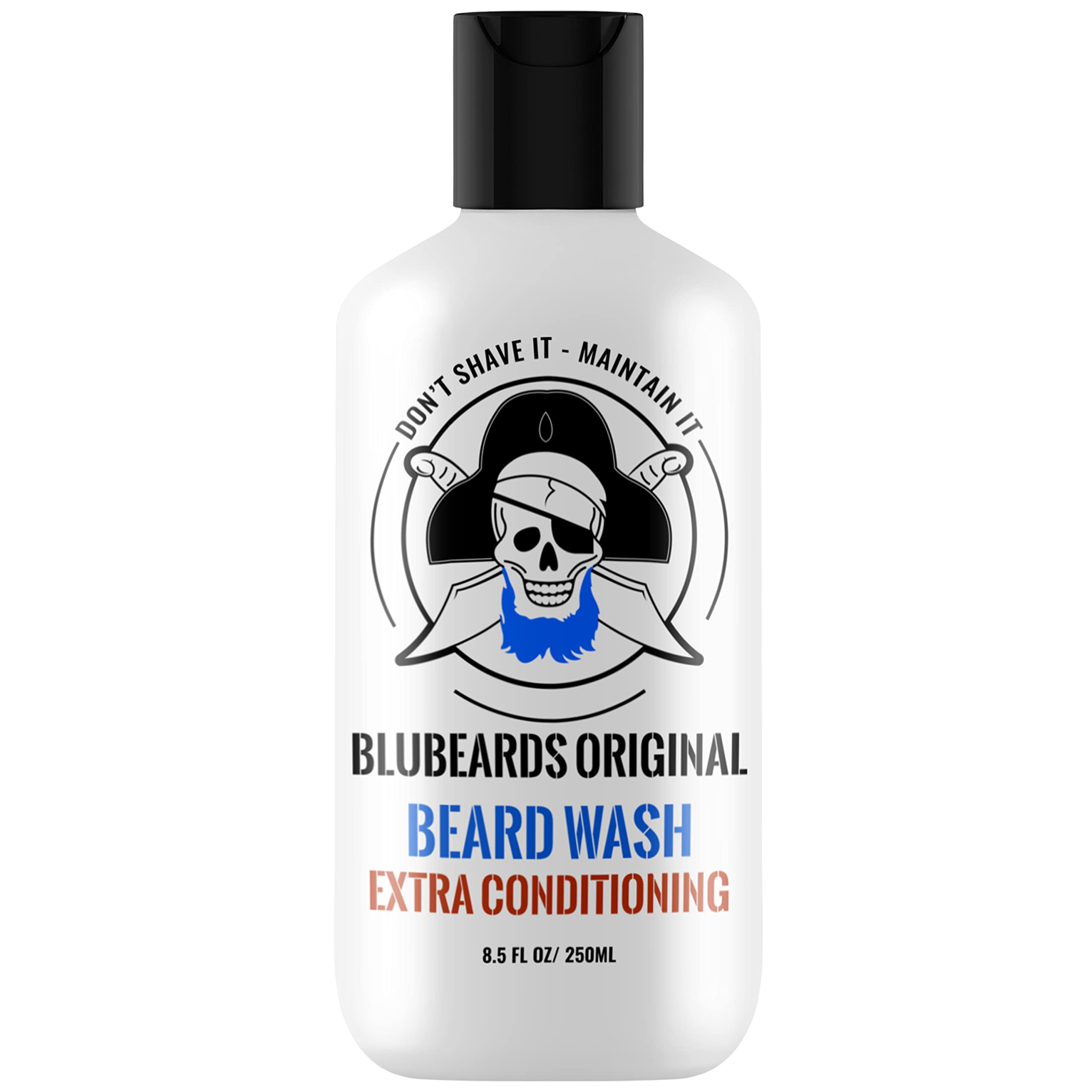Bluebeards Original Unscented Beard Wash for Men, 8.5 oz. - Natural Beard Wash and Beard Moisturizer, with Aloe & Vitamin E - Deeply Cleans, Softens, and Conditions Your Beard and Skin - Made in USA