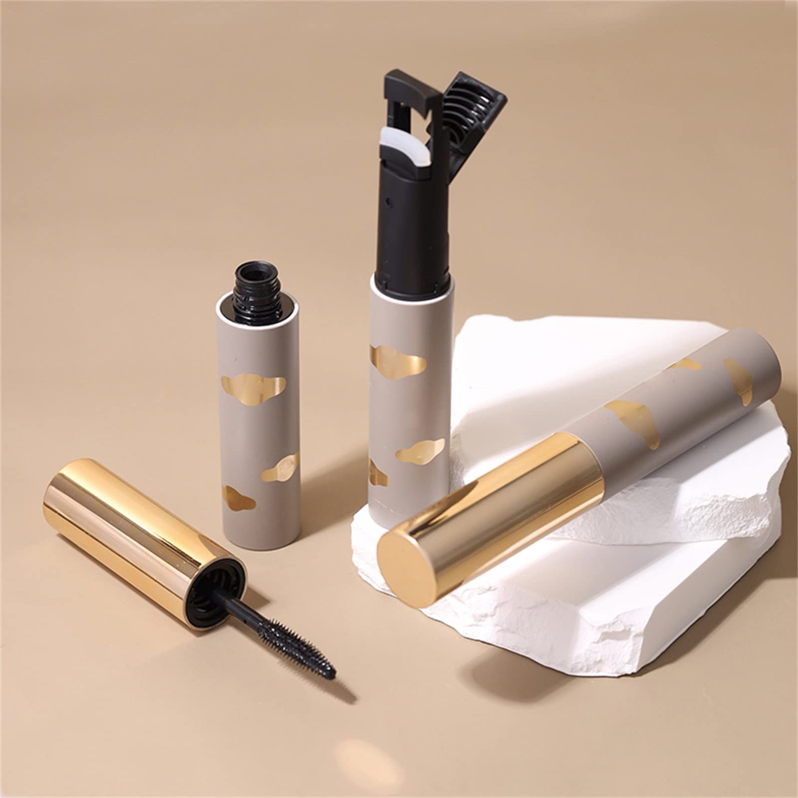 2 In 1 Mascara Longer Lash Cosmetics Natural Lengthening And Thickening Effect No Clumping Superstrong 4d Silk Fiber Mascara Makeup Glitter Top Coat Mascara with(Black-b)