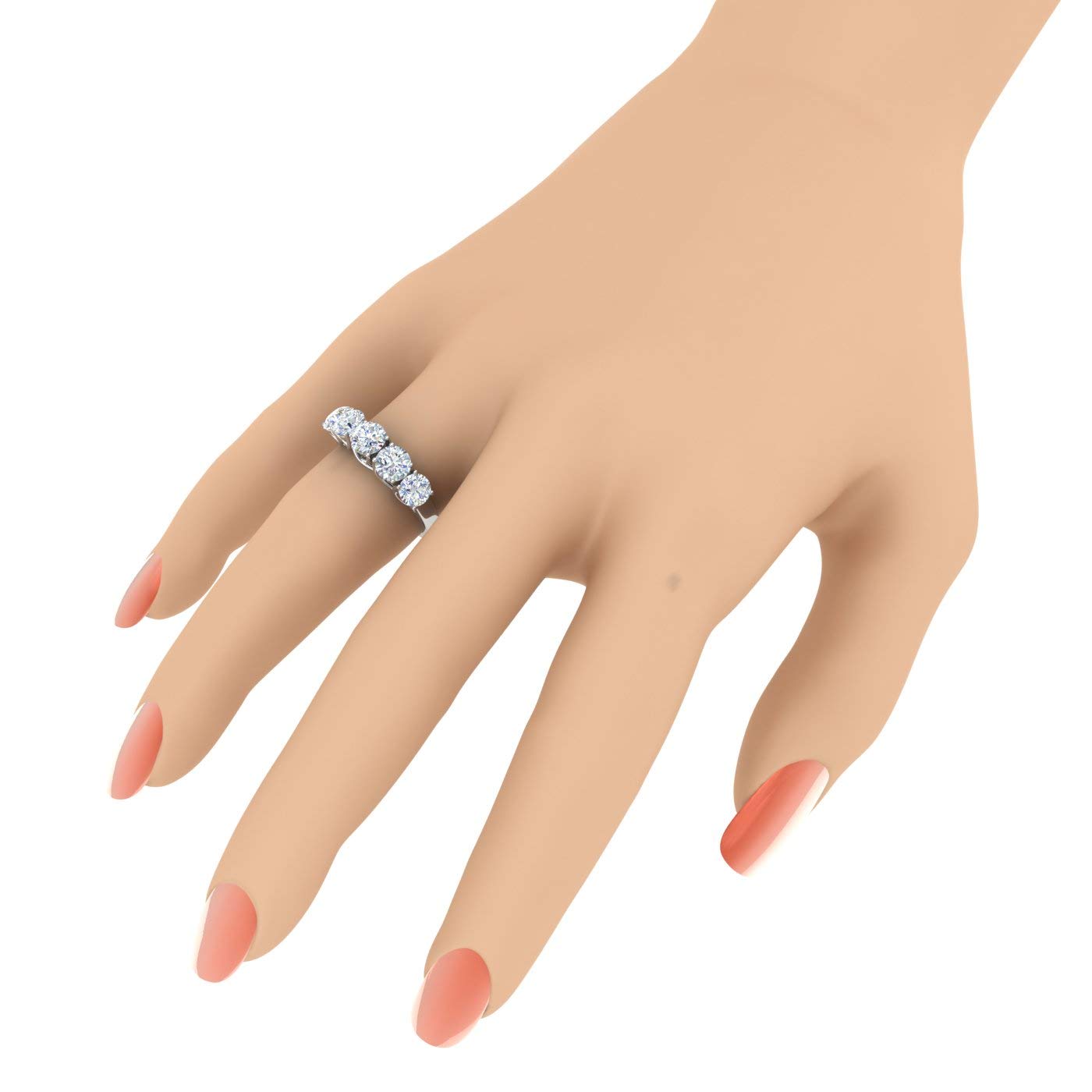 2 Carat 5-Stone Diamond Wedding Band Ring in 10K White Gold (Ring Size 7)