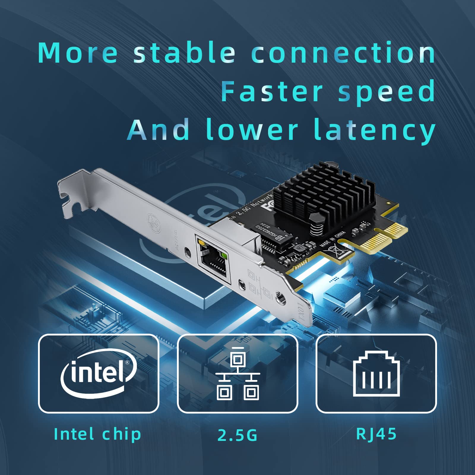 2.5GBase-T PCIe Network Adapter 2.5 gb Ethernet Card,RLihm 2.5gb Network Card RJ45 LAN Port,2500/1000/100Mbps,1 Port,for Gaming/Office, Support Windows/Linux with a Low Profile Bracket,I225-V Chipset