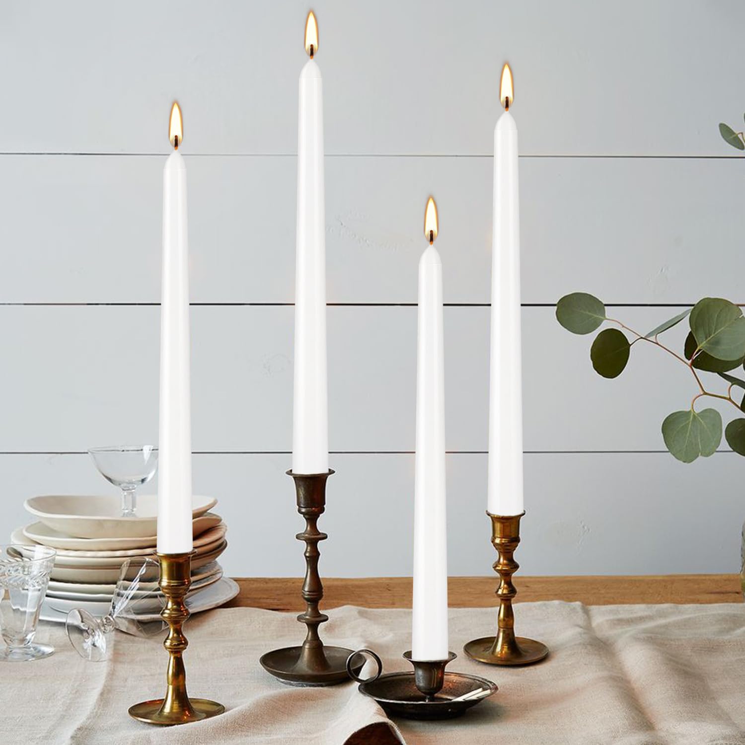 36 Pack 10 inch White Taper Candles, 7-7.5 Hour Burn Time,Unscented Dripless and Smokeless, 10 inch Elegant Premium Quality Dinner Candle for Home Décor, Restaurant, Wedding, Party Candlesticks…