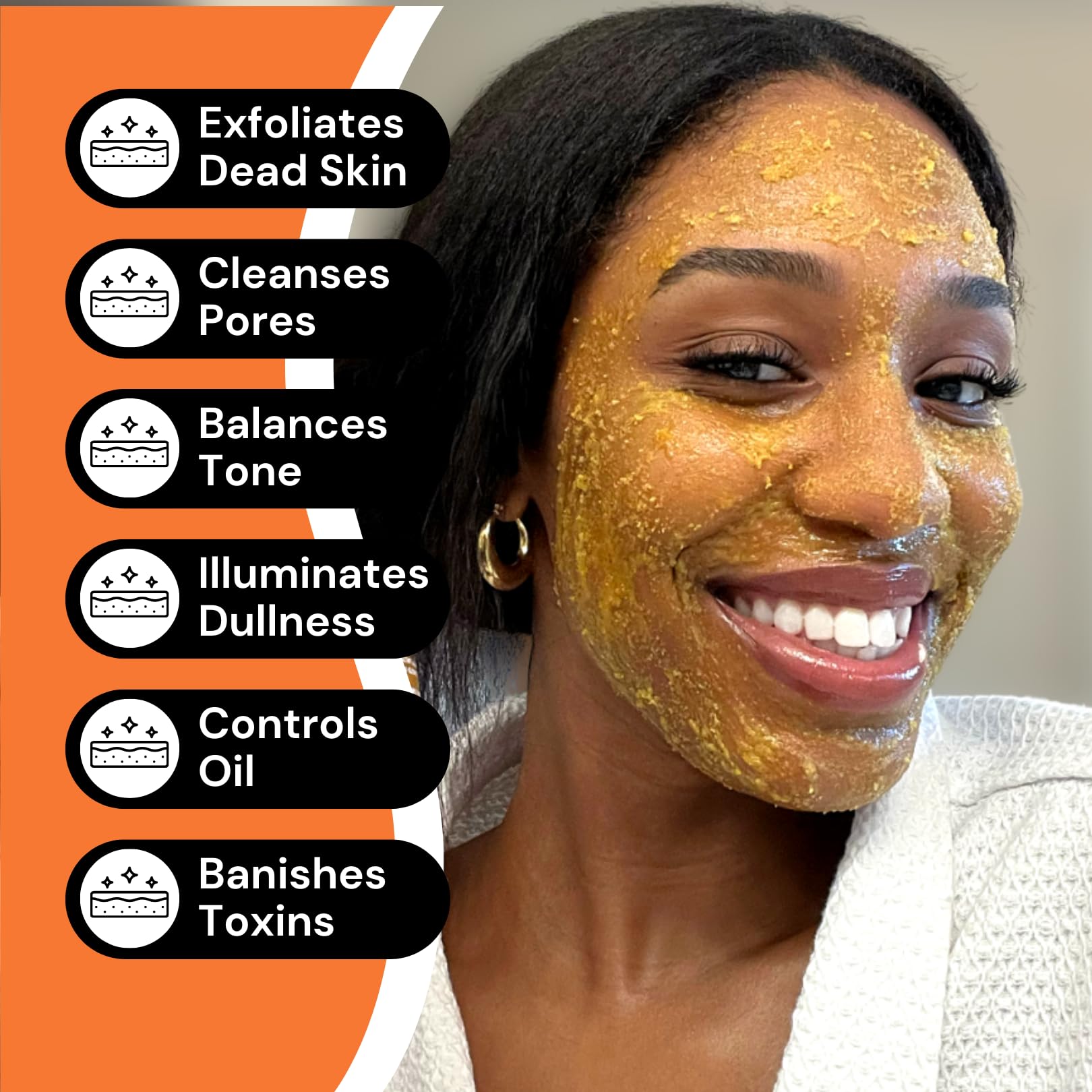 Minimo Glow Turmeric Face Scrub (ππ§π¬πππ§πππ) - Infused with Turmeric, Manuka Honey, Cinnamon, and Chamomile - Face Scrubber for All Skin Types - 5 FL OZ (147 ML)