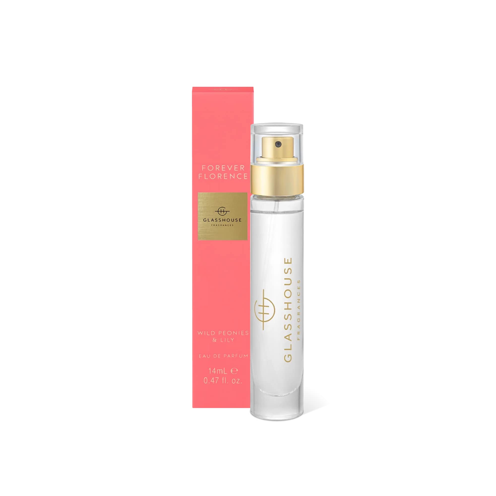 Glasshouse Fragrances Forever Florence Eau De Parfum, Intense & Long Lasting Perfume, Wild Peonies & Lily Scent, Travel Size Spray, 0.64 Fl Oz (14mL)