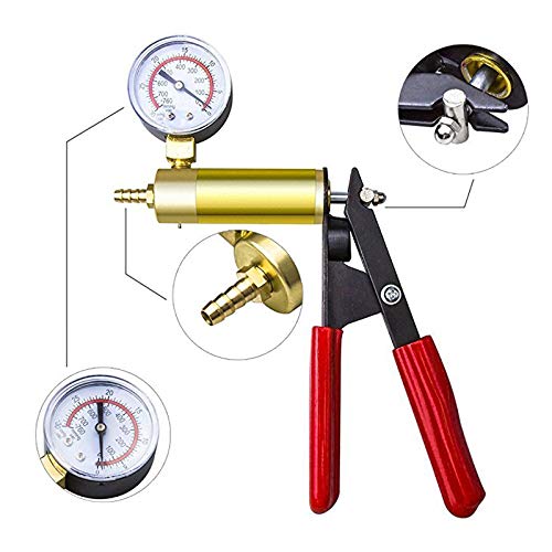 2 in 1 Brake Bleeder Kit Hand held Vacuum Pump Test Set,for Automotive with Sponge Protected Case,Adapters,One-Man Brake and Clutch Bleeding System,Vacuum Gauge and Brake Bleeder Kit (Red Case)