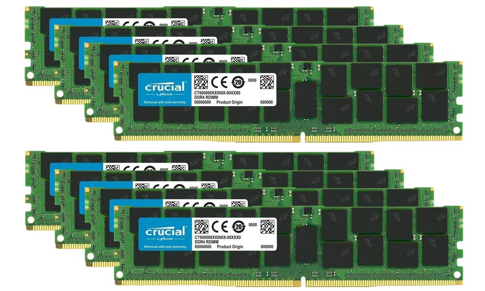 Crucial Bundle with 256GB (8 x 32GB) DDR4 PC4-21300 2666MHz RDIMM (8 x CT32G4RFD4266), Dual Ranked Registered ECC Memory