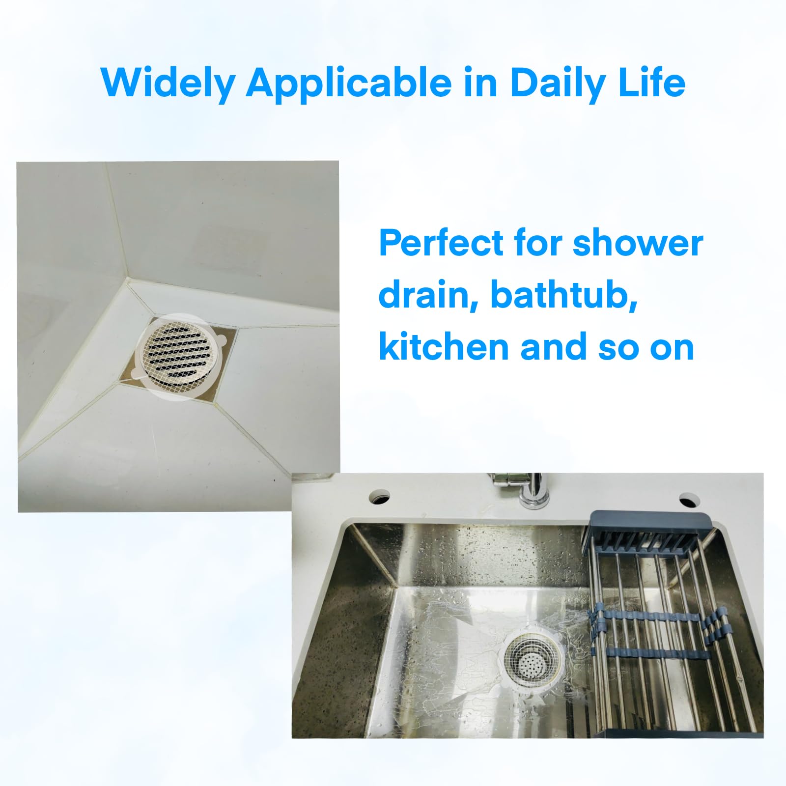 30 Pack Disposable Shower Drain Cover Hair Catcher, 4.3" Round Shower Drain Mesh Sticker, Floor Drain Fliter Sticker for Shower, Bathroom, Bathtub, Kitchen, Laundry