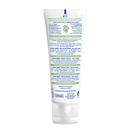 Mustela Hydra Bebe Face Cream - Daily Baby Moisturizer with Natural Avocado, Jojoba Oil - 1.35 fl. oz
