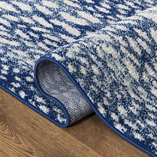 Abani Area Rug - 4x6 - Antelope Collection - Indoor Use - Blue & Cream Animal Print - Medium Pile-Turkish Made-Stain & Shed Resistant Livingroom Bedroom Kitchen Office-Safe for Kids & Pets-Soft Feel