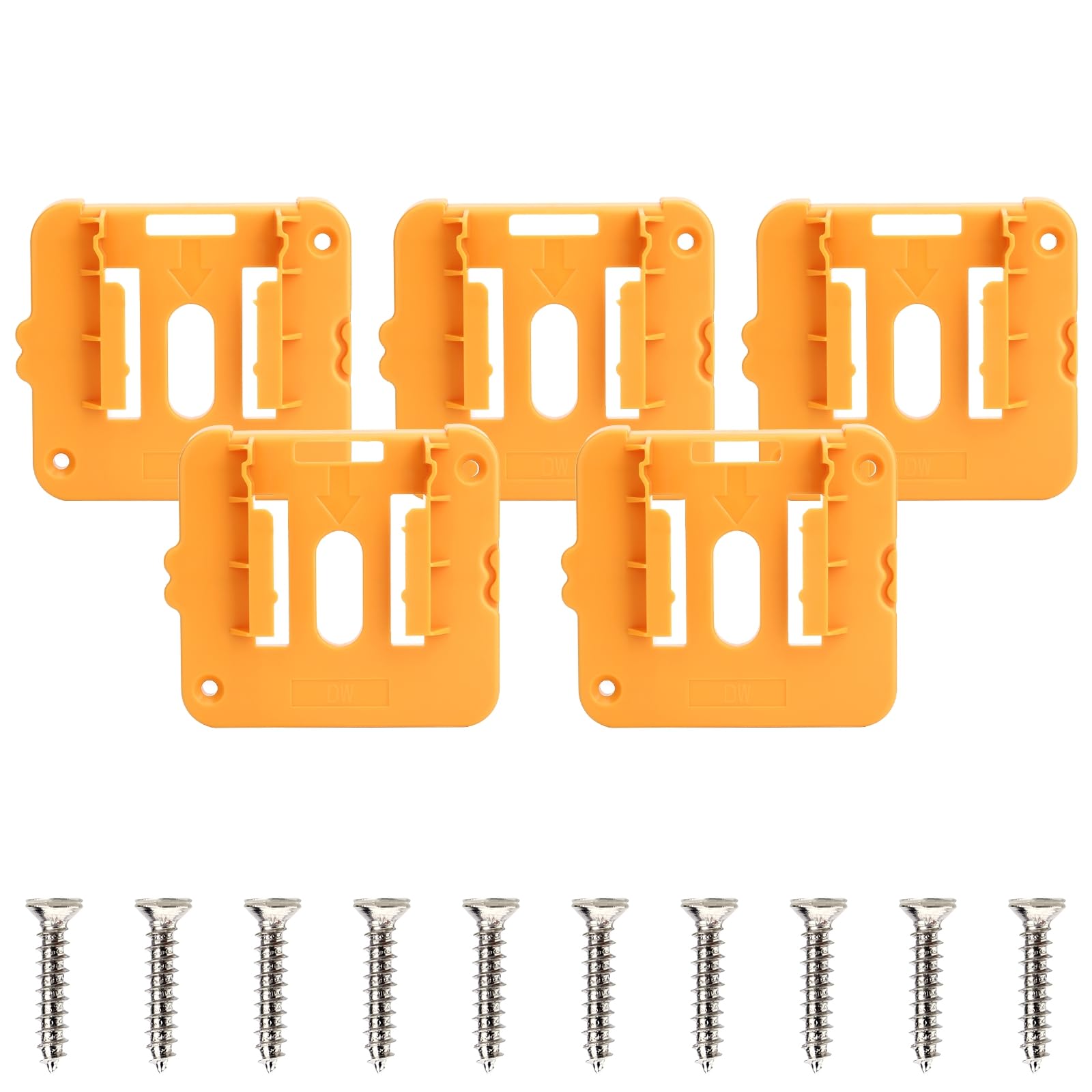 5 Pack Battery Mount Holder with Screws, Compatible with Dewalt 20V Max Battery Dock Holder, Fit for DCB201 DCB203 DCB204 DCB206 60V Battery DCB606 DCB609