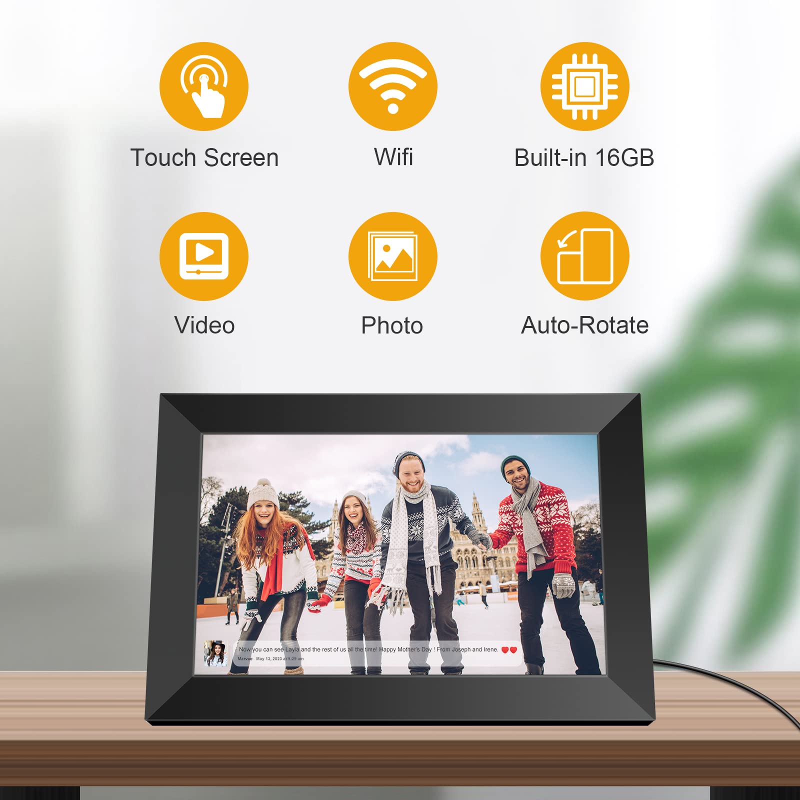 Frameo Digital Frame WiFi,MARVUE Digital Photo Frame 10.1 inch 1280x800 IPS Touch Screen HD Display, 16GB Storage Auto-Rotate,Easy to Share Photo/Video