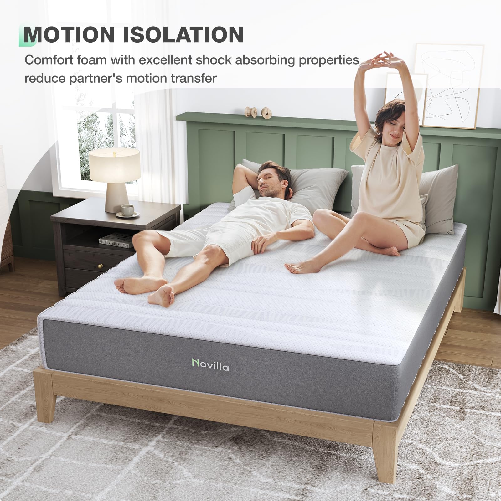 Novilla Twin Size Mattress, 10 Inch Memory Foam Mattress Twin with Bamboo Charcoal Foam for Cool Sleep & Pain Relief & Motion Isolating, Twin Mattress in a Box, Medium Firm