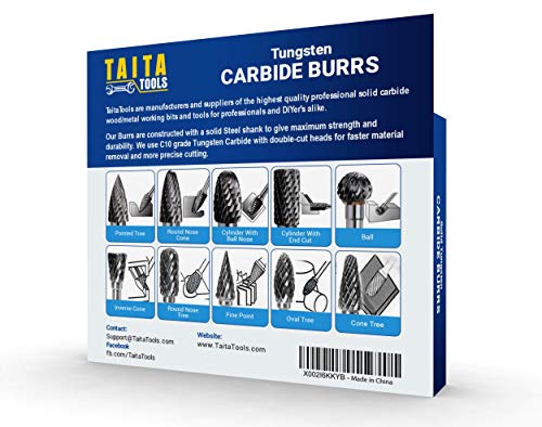 20PC Carbide Double/Single Cut Burr Set - 3mm Shank, Rotary Tool Cutting Bits - Accessories for Dremel, Fordom, Flex Shaft, Dewalt and Multitools - for Wood Carving, Metal Working and Engraving.