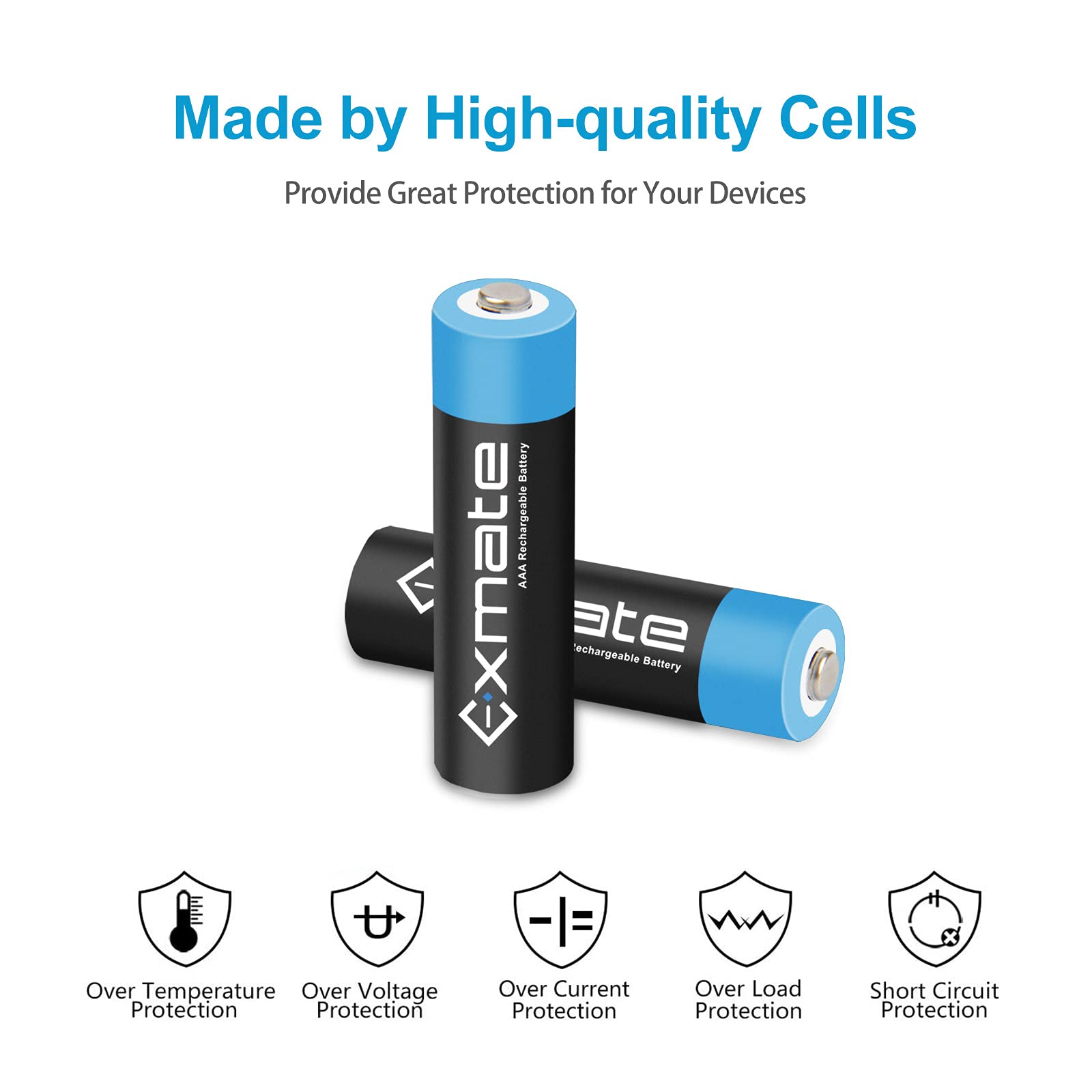 Exmate Rechargeable AAA Batteries, 1000mAh 1.2V Ni-MH High Capacity AAA Rechargeable Battery with Box (16 Count)