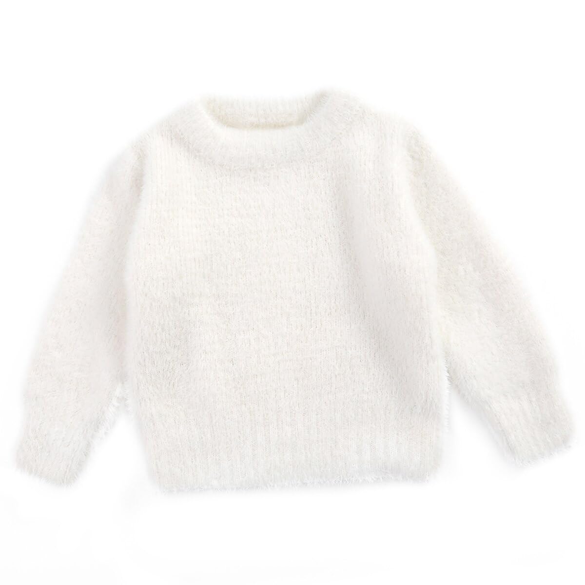Curipeer Baby Sweater Solid Thick Basis Pullover Sweater Turtleneck Longsleeve Fall Clothes for Baby Girl and Boy White 18-24 Months