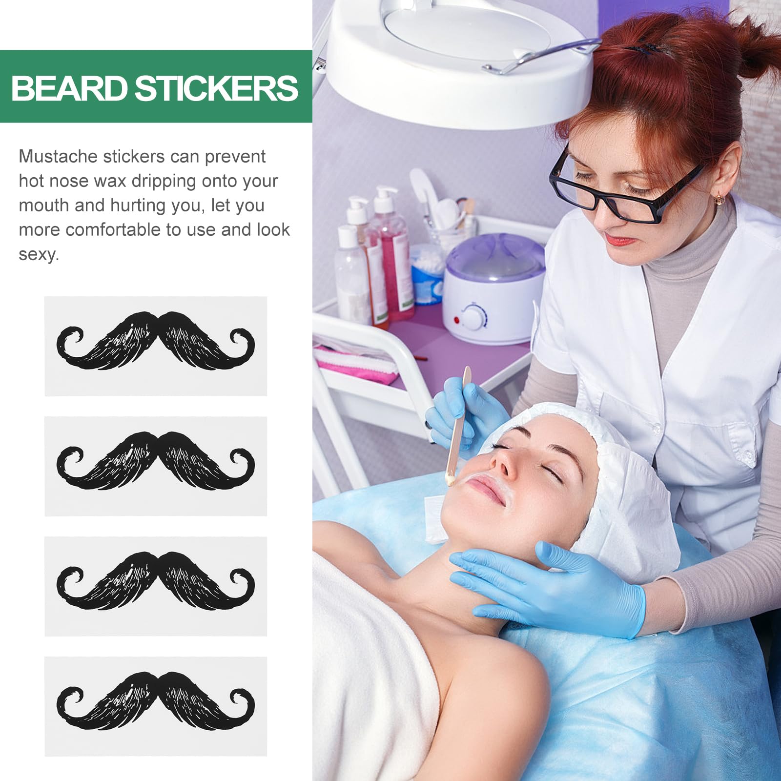 20pcs Mustache Wax Stickers Nose Hair Removal Waxing Mustache Protectors Mustache Guard Sticker For Mustache Cleaning Stickers Nose Wax Kit