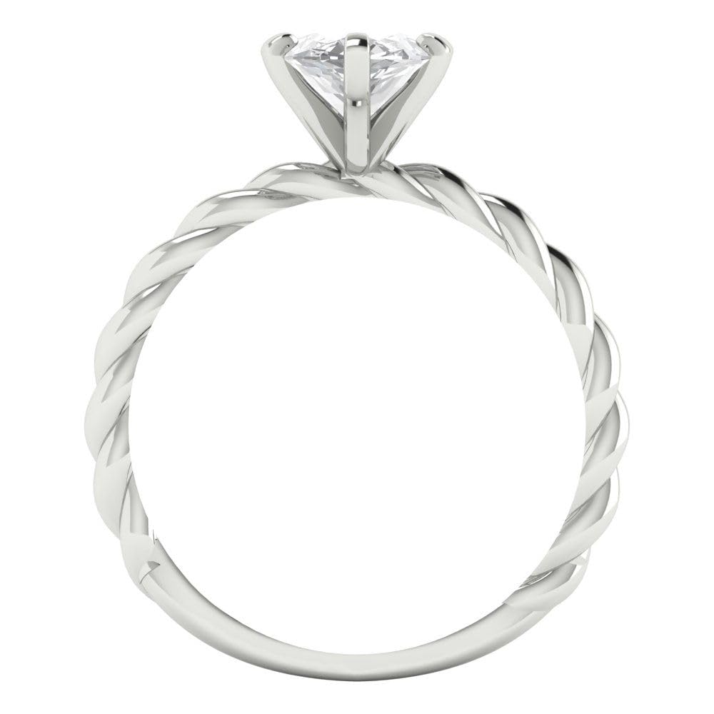 2 Ct Brilliant Marquise Cut Clear Simulated Diamond 14K White Gold Solitaire Engagement Promise Bridal Ring Size 6.25