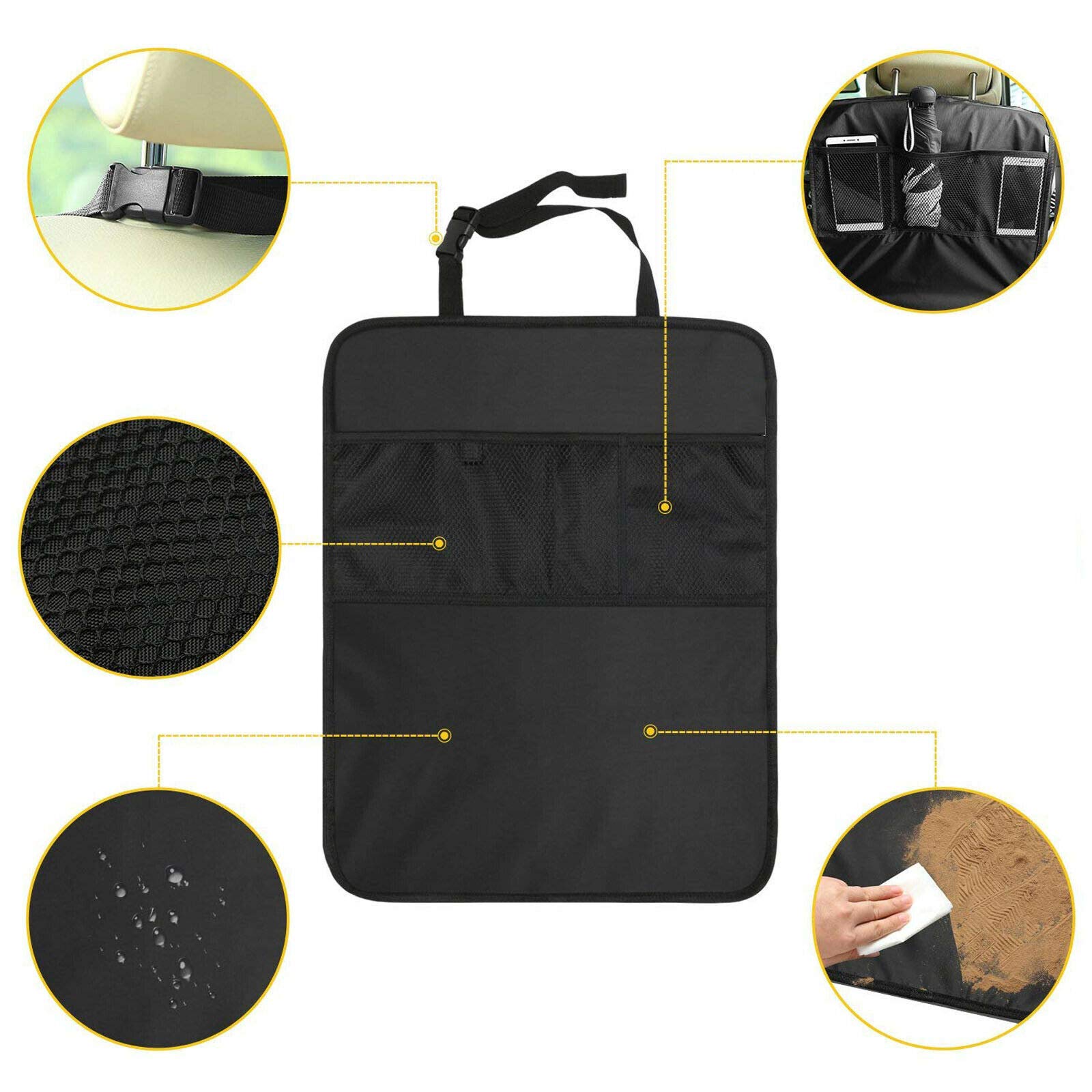 1st Must Have - Kick Mats -2 Pack - TOMAS MARSHAL Premium Quality Car Seat Protector Mat Best Waterproof Protection of Your Upholstery from Dirt, Mud, Scratches - Extra Large Car Seat Back Covers