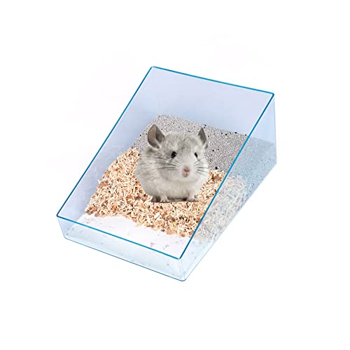 Acsist Hamster Sand Bath Container Acrylic Sand-Bath Box Guinea Pigs Bathroom Shower Toilet Digging Sand Small Animals Bathtub for Gerbil Guinea Pig Hedgehog(Blue)