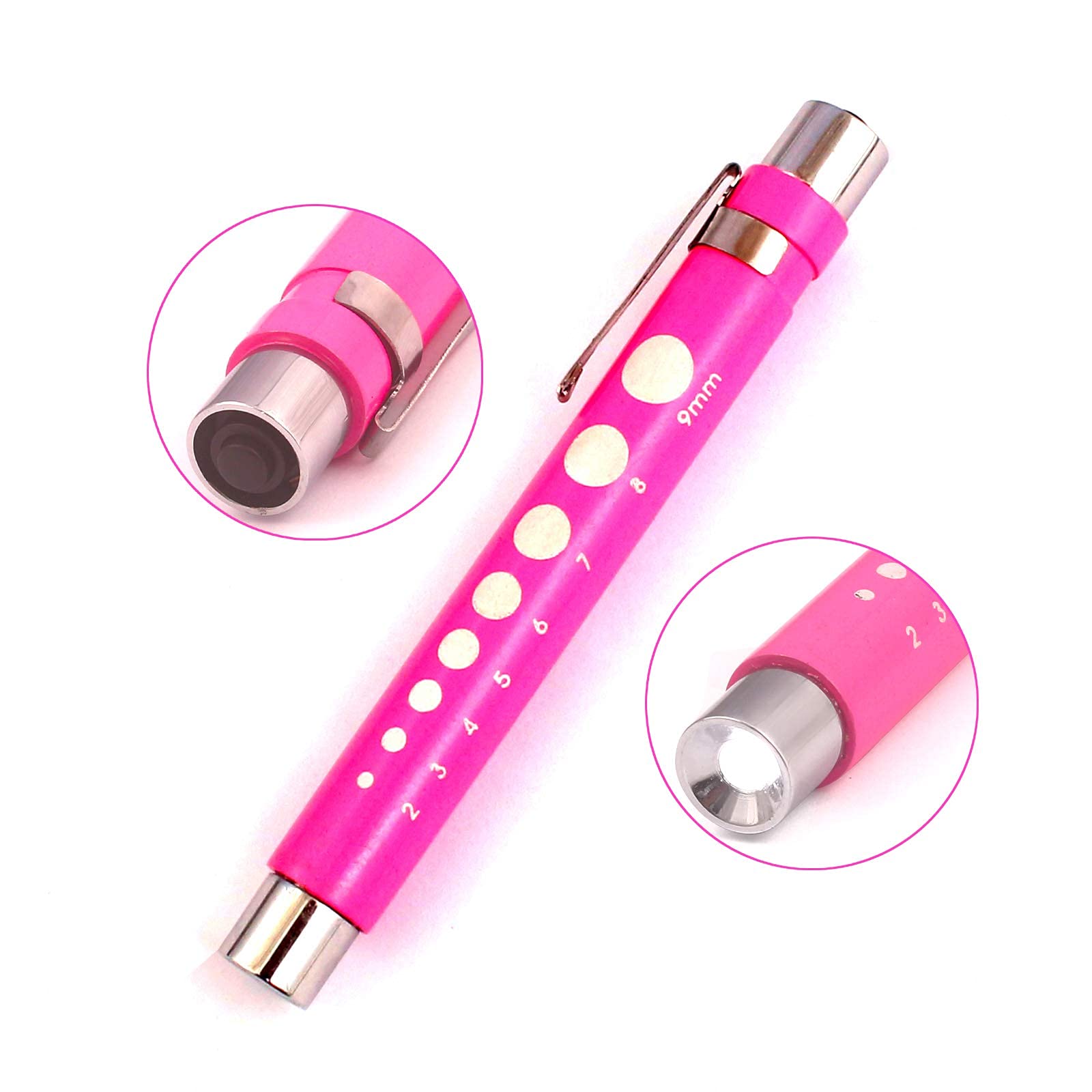 AAProTools Nurse Penlight Reusable LED Pen Light with Pupil Gauge Pink