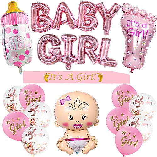 Baby Shower Decorations for Girl,Girl Baby Shower Balloons, Its a Girl Sash for Baby Shower
