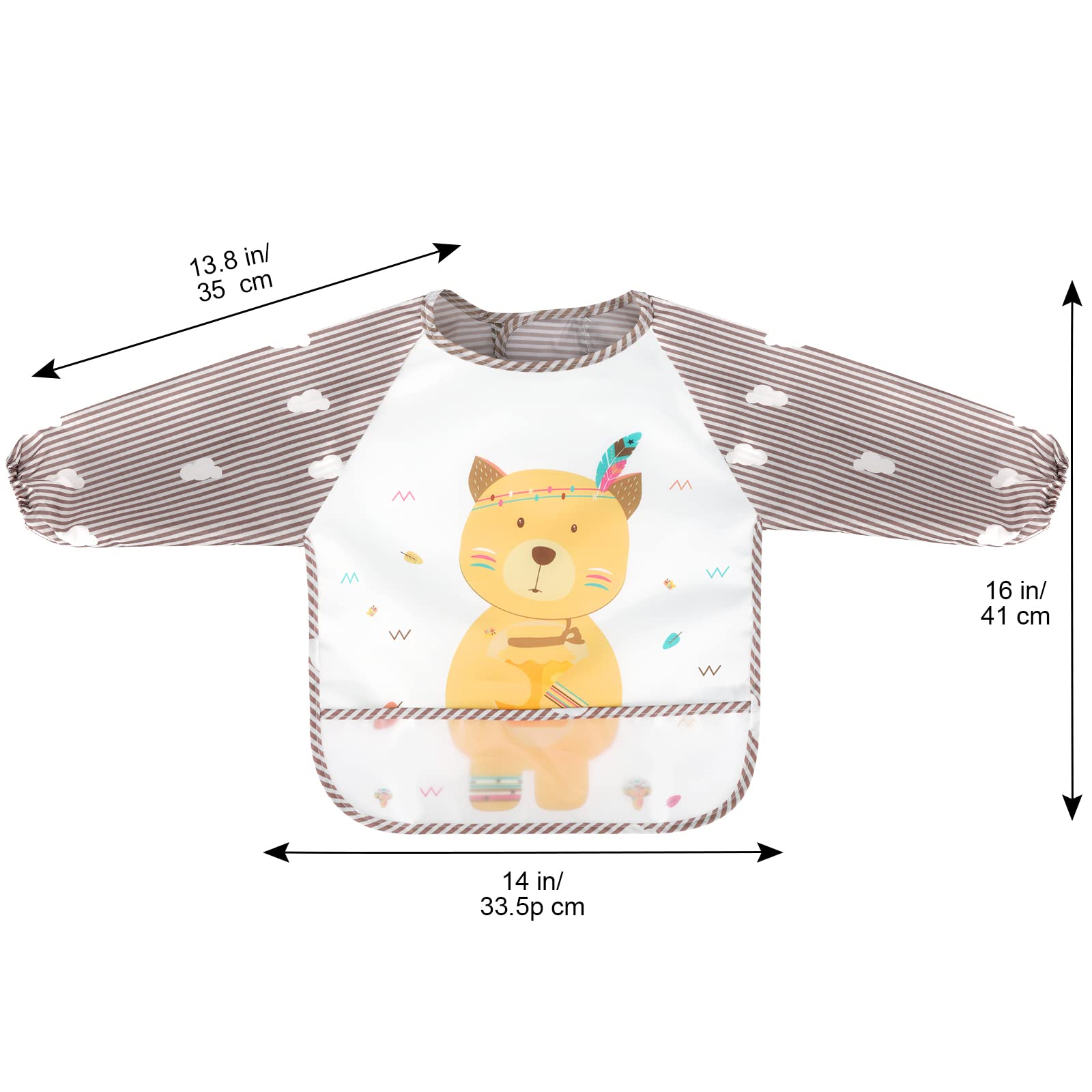 Accmor 5 Pack Long Sleeve Baby Bibs, Waterproof Sleeved Bibs for Eating Feeding, Toddler Baby Girls Boys Smock Bibs for 6-36 Months