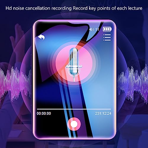 2.4inch Full Touchscreen MP3 Player with Bluetooth 5.0, Lossless MP4 MP5 Music Player with Built in Speaker, FM Radio Recorder