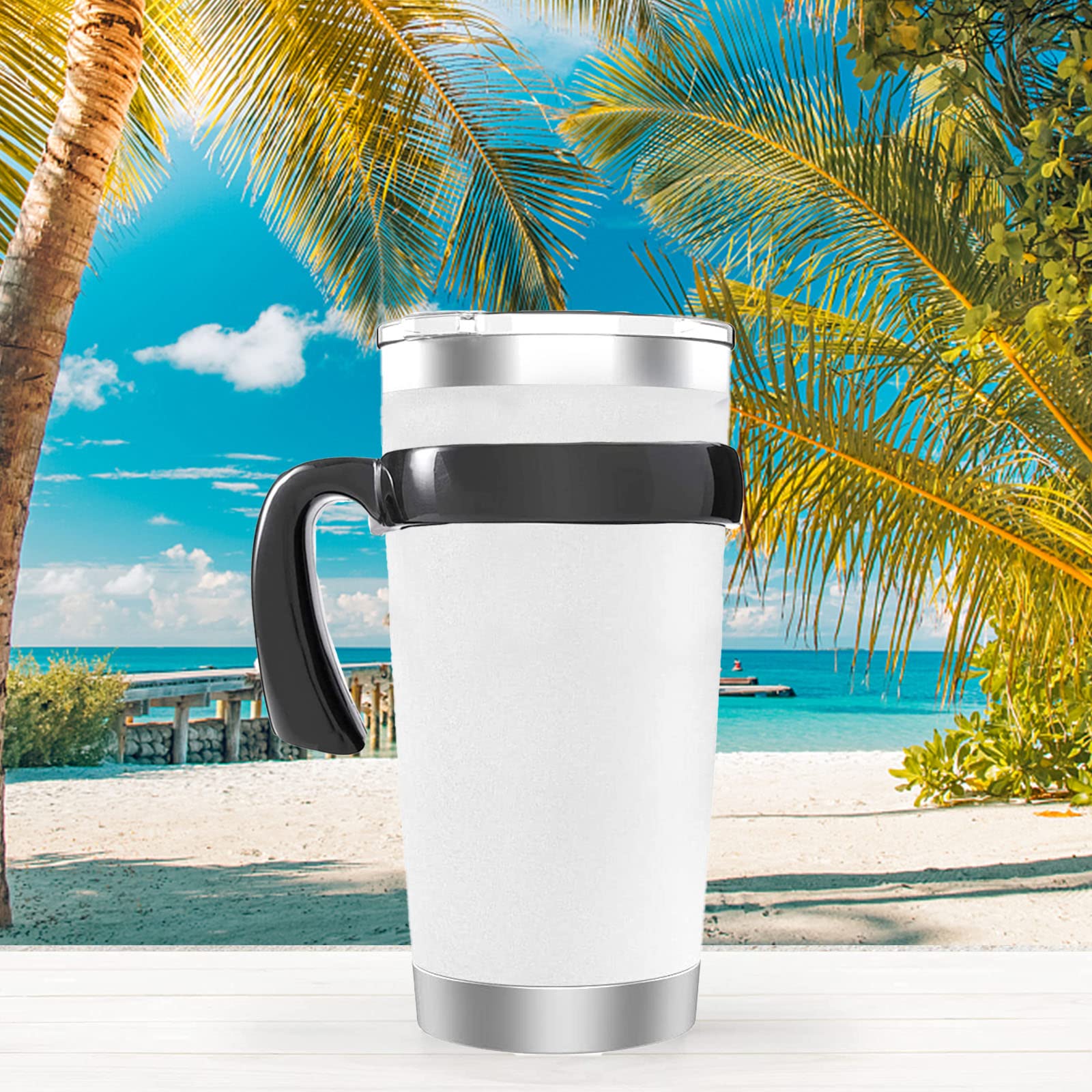 20 oz Magnetic Tumbler Lid and Handle - Compatible with Yeti Rambler, Ozark Trail, Sic Magnum Steel