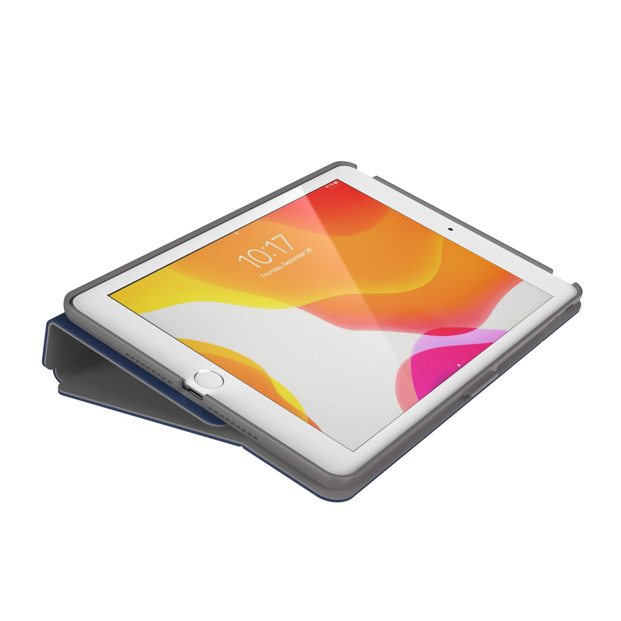 Speck Balance Folio Case for iPad 10.2 Inch (2019-2021) - Drop & Camera Protection, Slim Multi Range Stand, Apple Pencil Holder - Arcadia Navy/Moody Grey