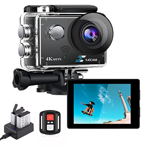 Action Camera 4K/20M /WiFi/ 4*Zoom/2.4 G Remote Control 2 * 1350mAh Battery Waterproof Camera Underwater 131FT/170 Degree Wide Angle Sports Camera and Multifunctional Accessories Package Action Camera
