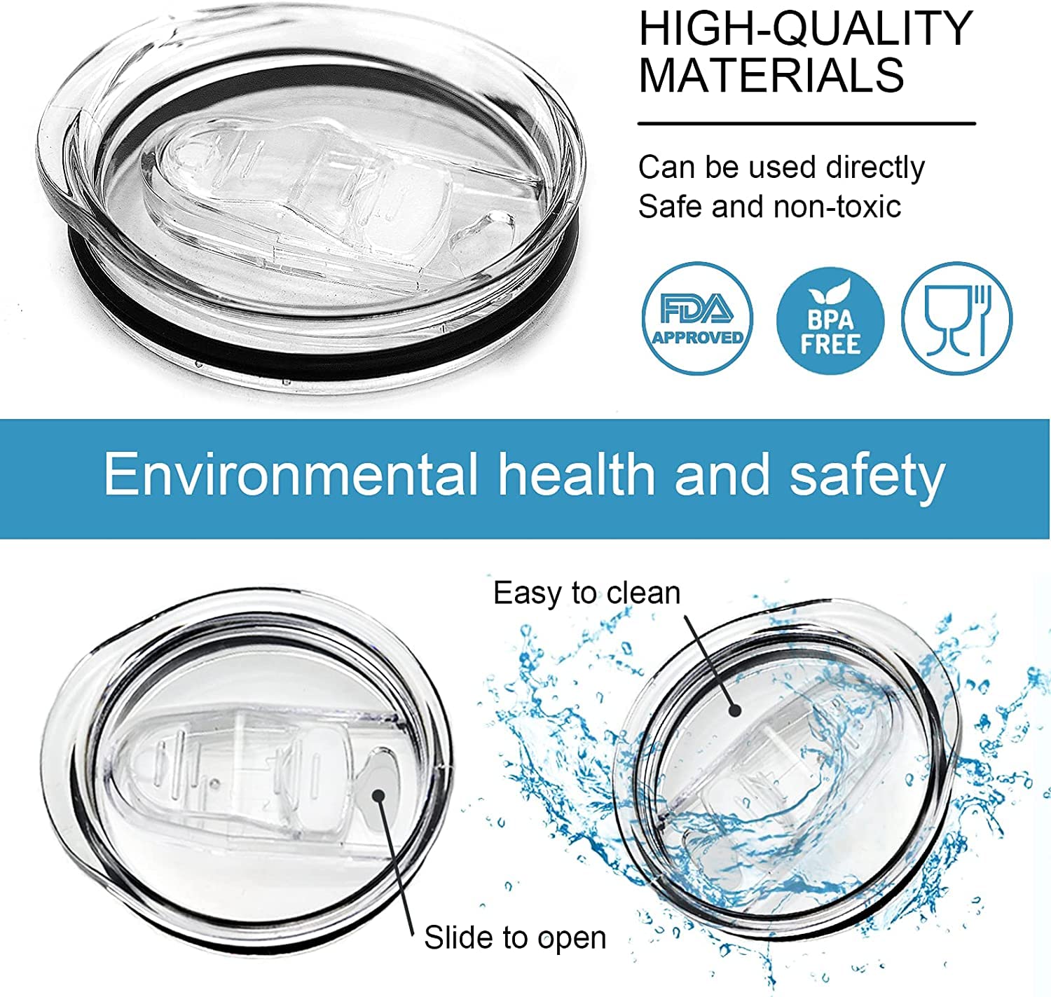 20 oz Tumbler Replacement Lids Spill Proof Splash Resistant Lids fit Yeti Rambler, Old Style RTIC Coffee Tumbler Lids Replacement, BPA Free